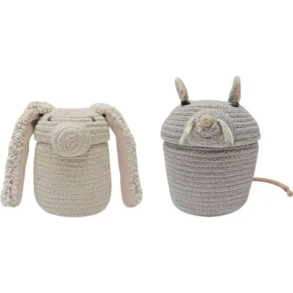 LORENA CANALS Set Of 2 Mini Baskets - Natural/ Pearl Grey