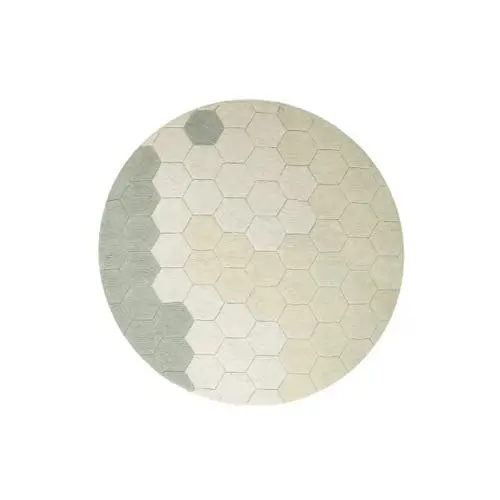 LORENA CANALS Washable Rug Round Honeycomb - Blue Sage/ Ivory/ Light Blue