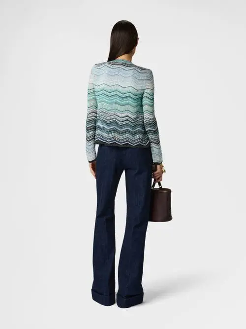 Missoni Chevron Lamé Viscose Cardigan With Sequins