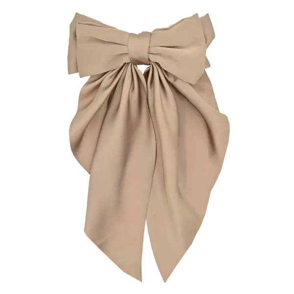 TULLEEN Satin Ribbon Bow Hairclip - Brown