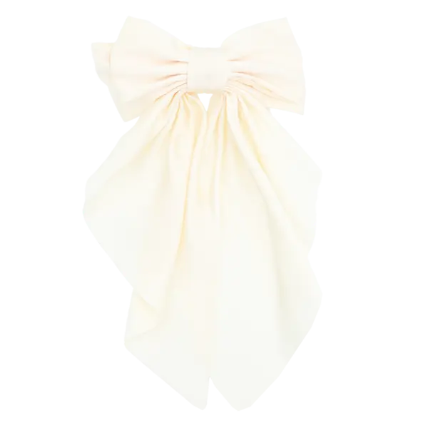 TULLEEN Satin Ribbon Bow Hairclip - Cream