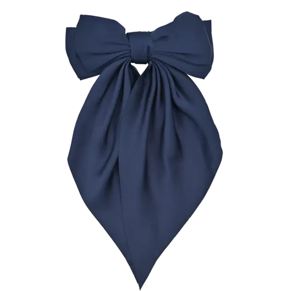 TULLEEN Satin Ribbon Bow Hairclip - Navy