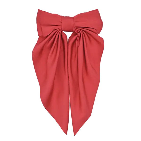 TULLEEN Satin Ribbon Flowing Bow Hairclip - Red