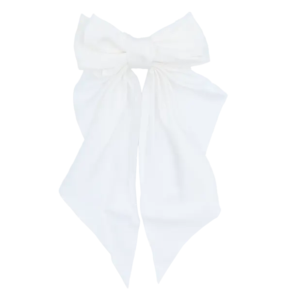 TULLEEN Satin Ribbon Flowing Bow Hairclip - White