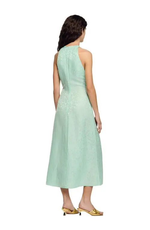 Sandro Floral Jacquard Maxi Dress - Light Green