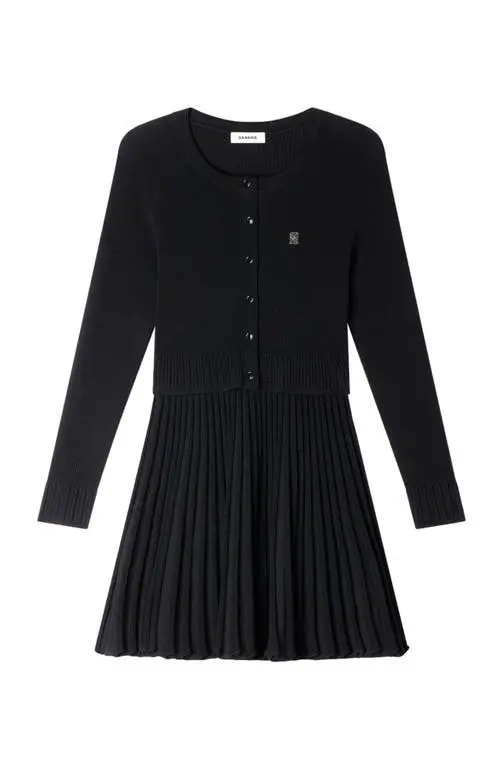 Sandro Pleated Knit Short Dress