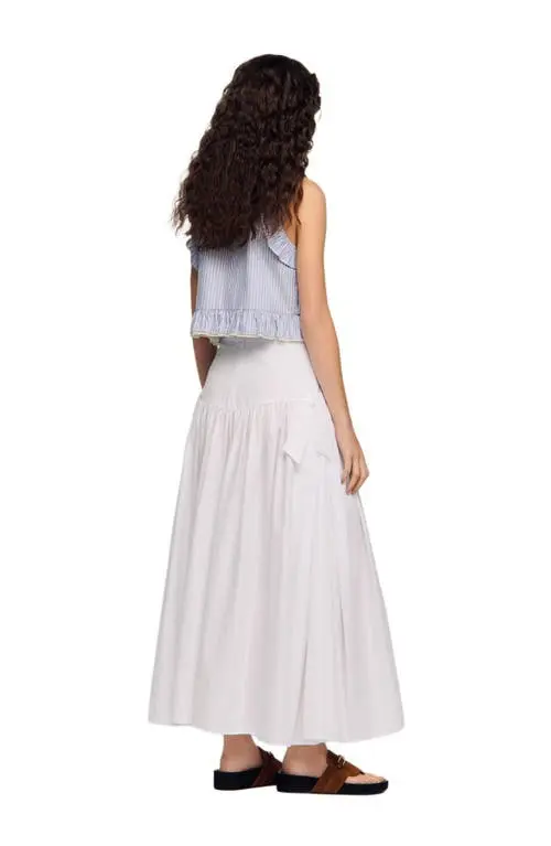 Sandro Long Poplin Skirt With Ties