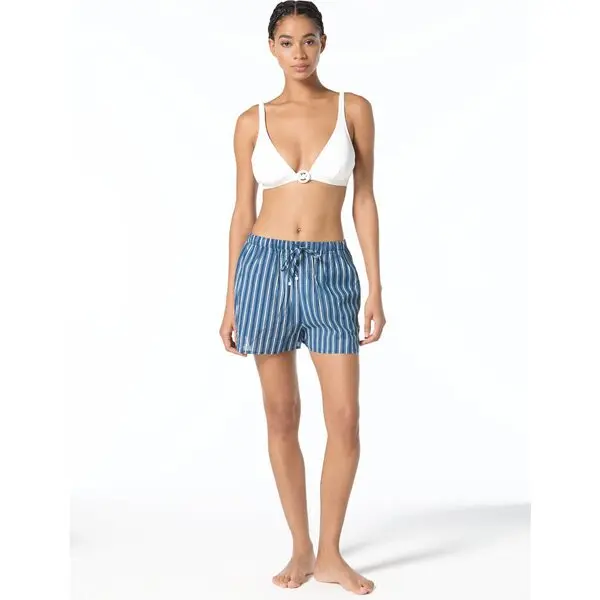 Michael Kors Marina Stripe Coverup Shorts - River Blue