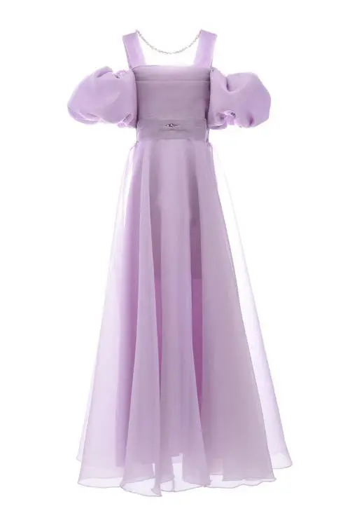 TULLEEN Thea Puff-sleeve Dress - Lavender