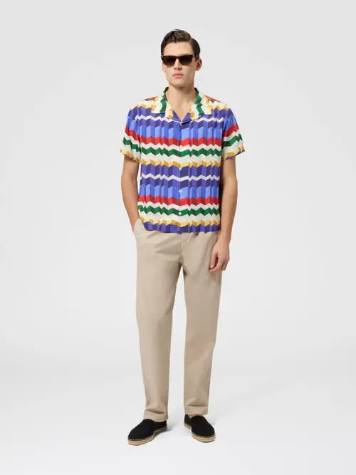 UM Bowling Shirt In Viscose With 3d Zigzag Print