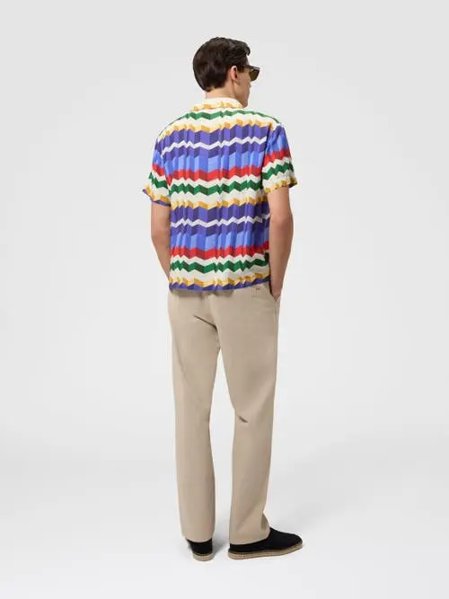 UM Bowling Shirt In Viscose With 3d Zigzag Print