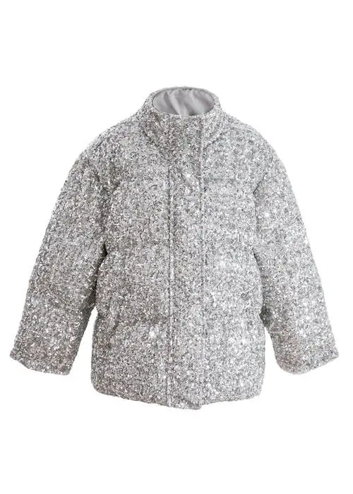 TULLEEN Glitter Puffer Jacket - Grey
