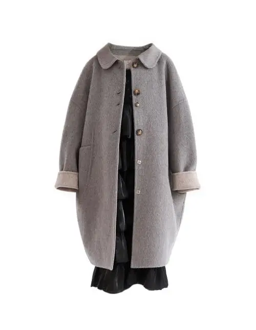 TULLEEN Wool Overcoat With Peter Pan Collar - Grey