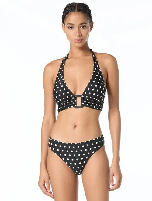 Michael Kors Polka Dot Halter Bra Bikini Top - Black