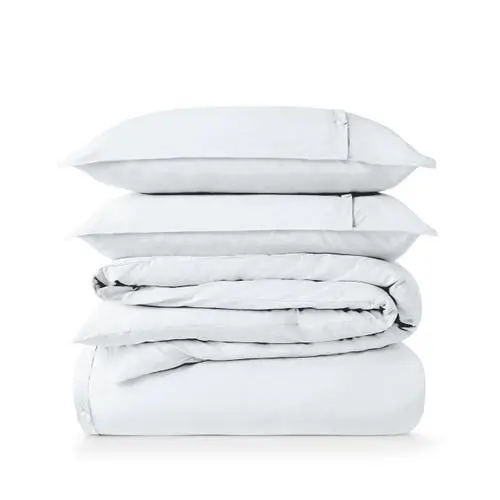 BARE HOME 100% Organic Cotton Percale Duvet Cover And Sham Set - White