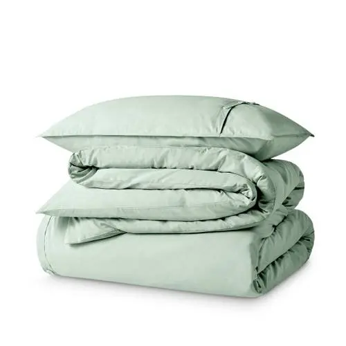 BARE HOME 100% Organic Cotton Percale Duvet Cover And Sham Set - Willow