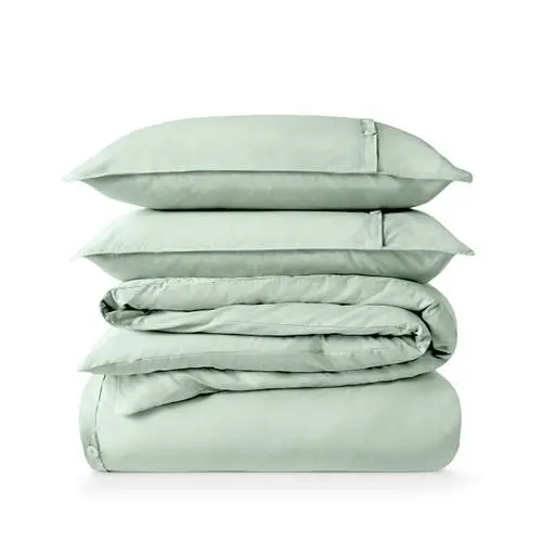 BARE HOME 100% Organic Cotton Percale Duvet Cover And Sham Set - Willow
