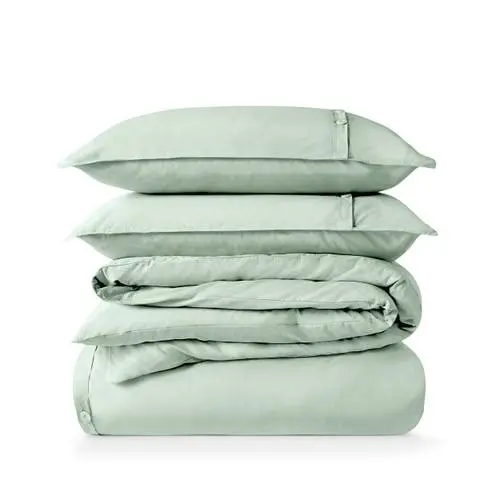 BARE HOME 100% Organic Cotton Percale Duvet Cover And Sham Set - Willow