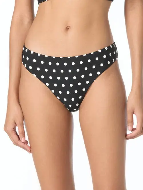Michael Kors Polka Dot High Leg Bikini Bottom - Black