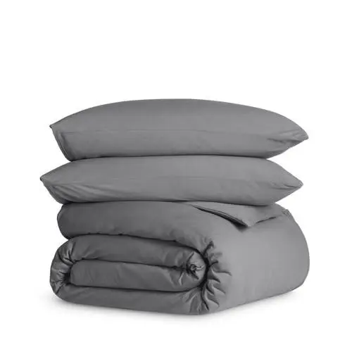 BARE HOME Organic Cotton Jersey Duvet Cover & Pillowcase Set - Grey