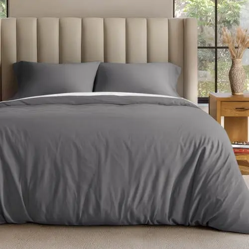 BARE HOME Organic Cotton Jersey Duvet Cover & Pillowcase Set - Grey