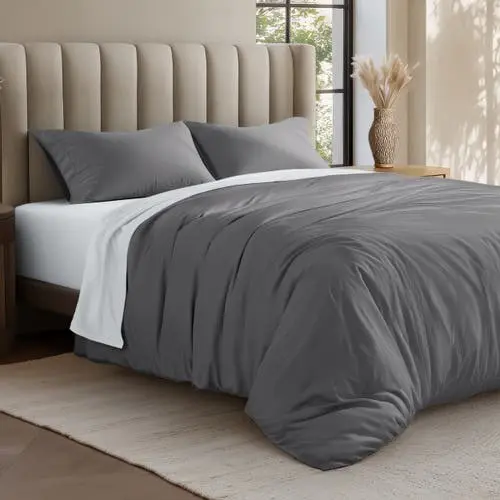 BARE HOME Organic Cotton Jersey Duvet Cover & Pillowcase Set - Grey