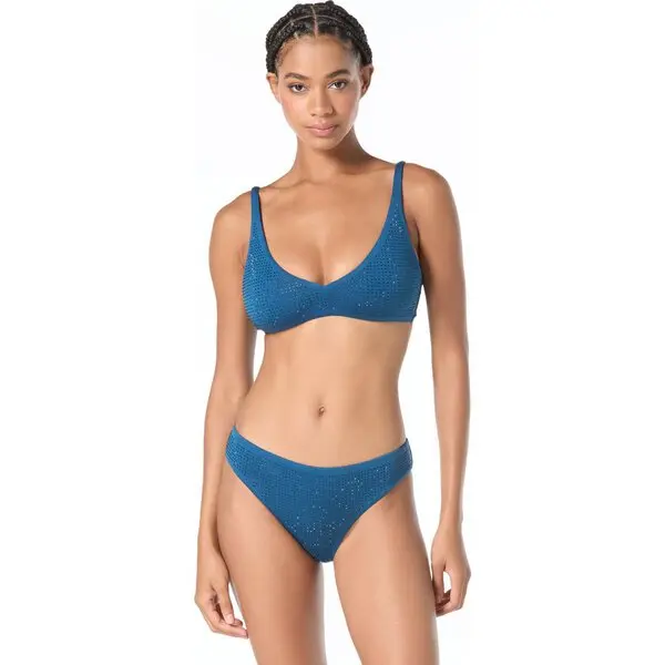Michael Kors Rhinestone Studded Bikini Bra Top - River Blue