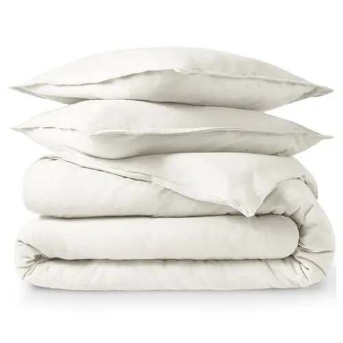 BARE HOME 100% Cotton Flannel Duvet Cover & Sham Set - Cream