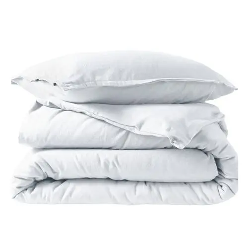 BARE HOME 100% Cotton Flannel Duvet Cover & Sham Set - White