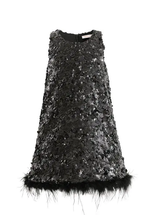 TULLEEN Sequin And Feather Hem Dress