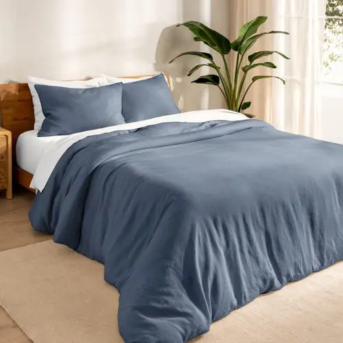 BARE HOME 100% European Linen Duvet Cover And Sham Set