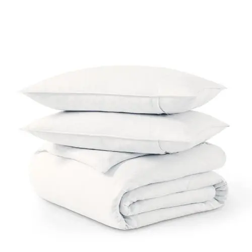 BARE HOME 100% European Linen Duvet Cover And Sham Set - White