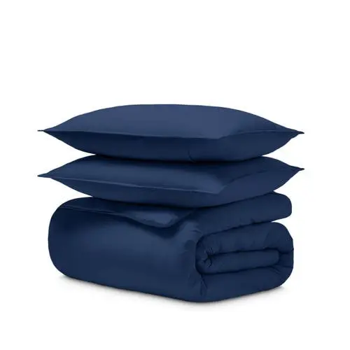 BARE HOME Organic Cotton Jersey Duvet Cover & Pillowsham Set - Dark Blue