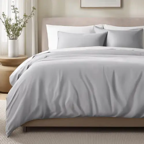 BARE HOME 400 Thread Count Organic Cotton Sateen Duvet Cover And Sham Set