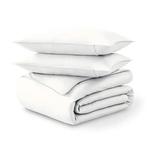 BARE HOME 400 Thread Count Organic Cotton Sateen Duvet Cover And Sham Set - White