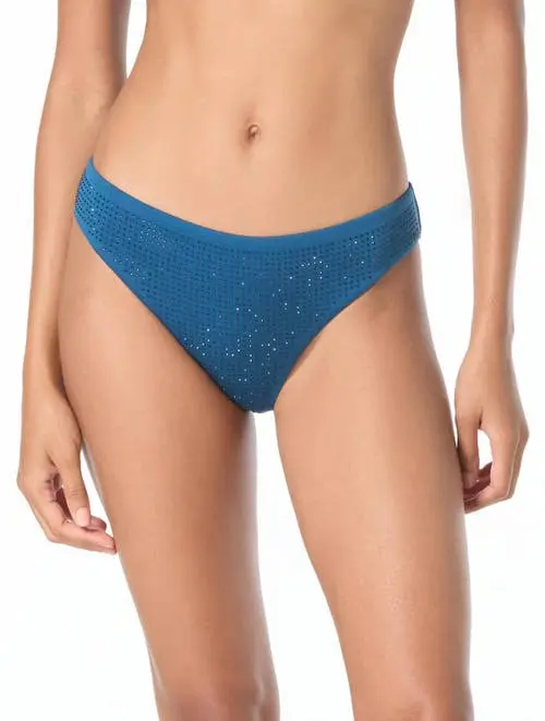 Michael Kors Rhinestone Studded Bikini Bottom - River Blue