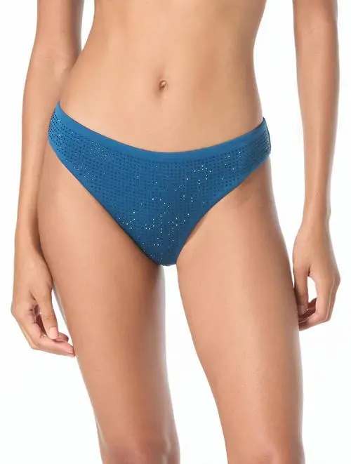 Michael Kors Rhinestone Embellished Bikini Bottom - River Blue