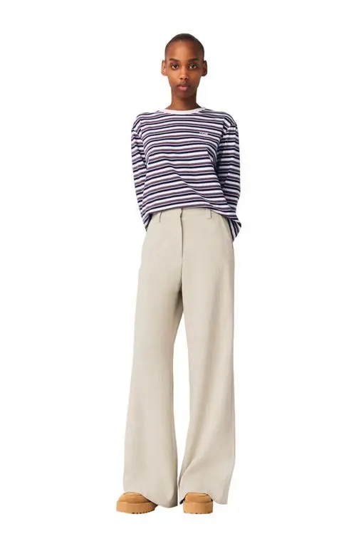 Maje Suit Trousers Wide-leg Cut - Beige
