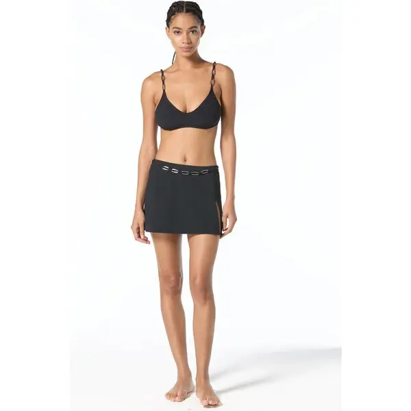 Michael Kors Oval Link Crepe Solids Coverup Skirt - Black