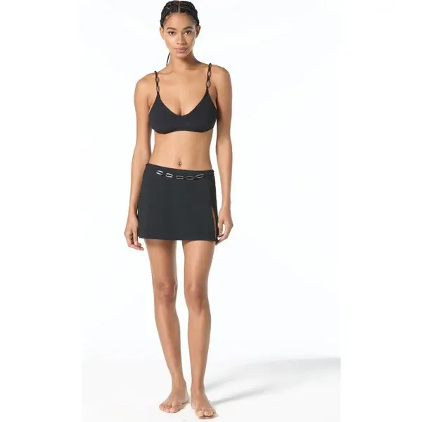 Michael Kors Oval Link Crepe Cover-up Skirt - Black