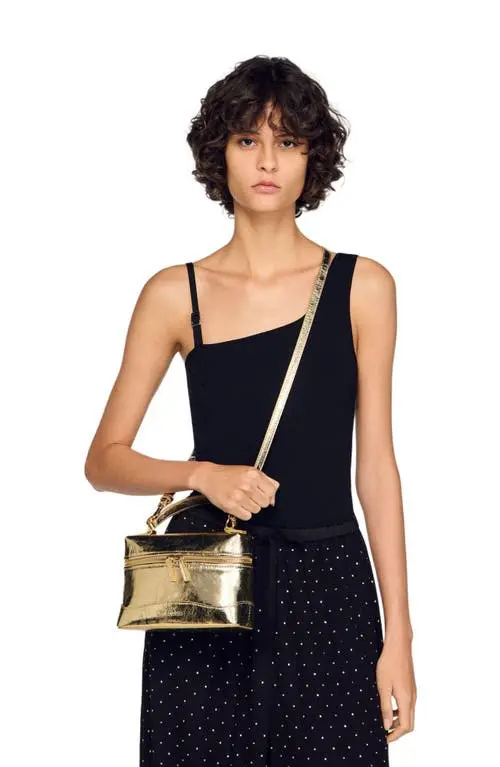 Sandro Tangolino Metallic Leather Vanity Bag - Gold
