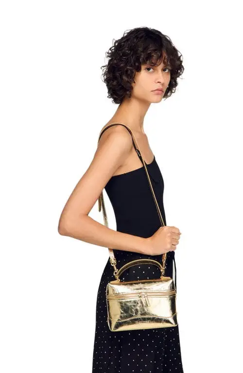 Sandro Tangolino Metallic Leather Vanity Bag - Gold