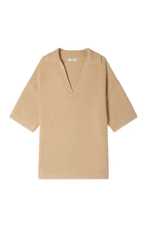 Sandro Jute-effect Polo Shirt - Beige