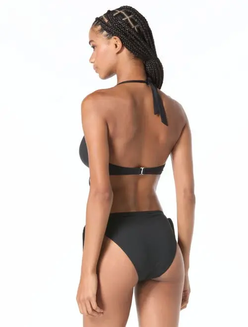 Michael Kors Grommet Solids Halter Bra Swim Top - Black