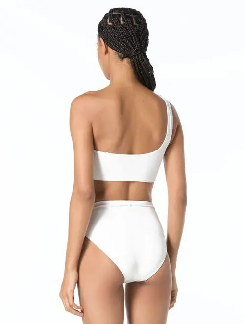 Michael Kors One Shoulder Swim Top - White