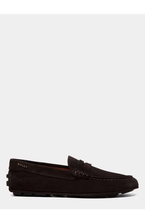 Bally Kerbs Driver In Embossed Suede - Ebano 21
