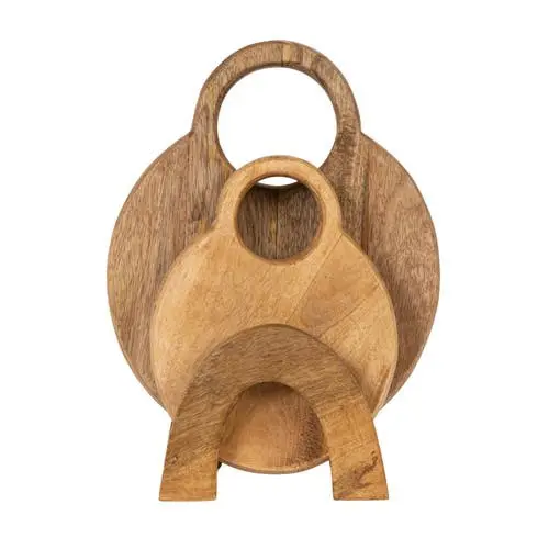 STORIED HOME 3-piece Round Mango Wood Cutting Boards