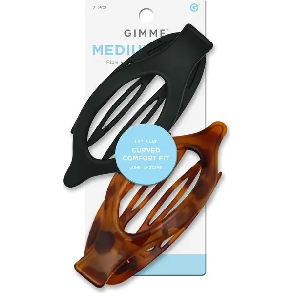 GIMME BEAUTY Lay Flat Oval Claw Clip Duo - Brown