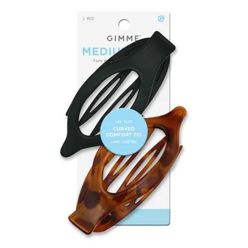 GIMME BEAUTY Lay Flat Oval Claw Clip Duo - Brown