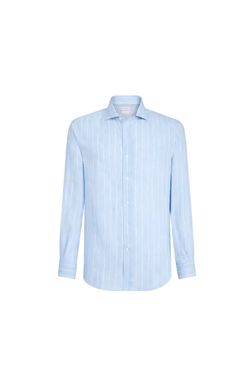 Brunello Cucinelli Chalk Stripe Shirt - Azure